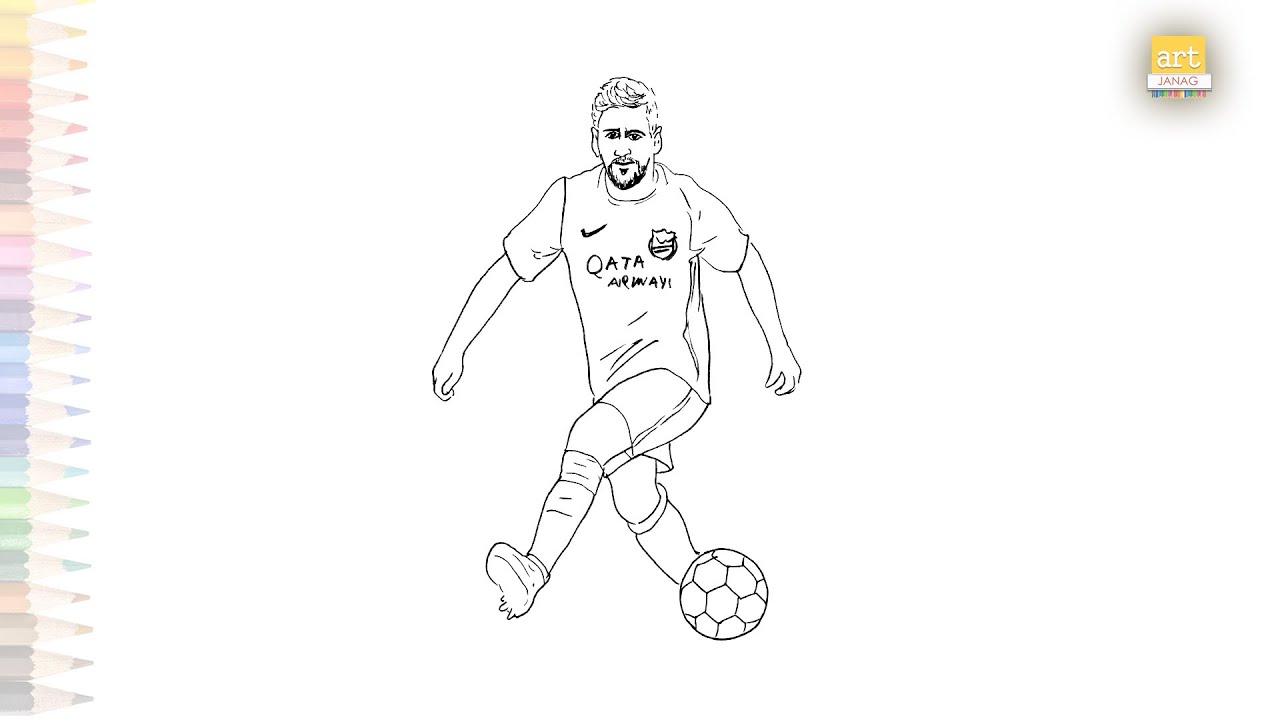 Messi playing with football drawing video | How to draw Lionel Messi ...