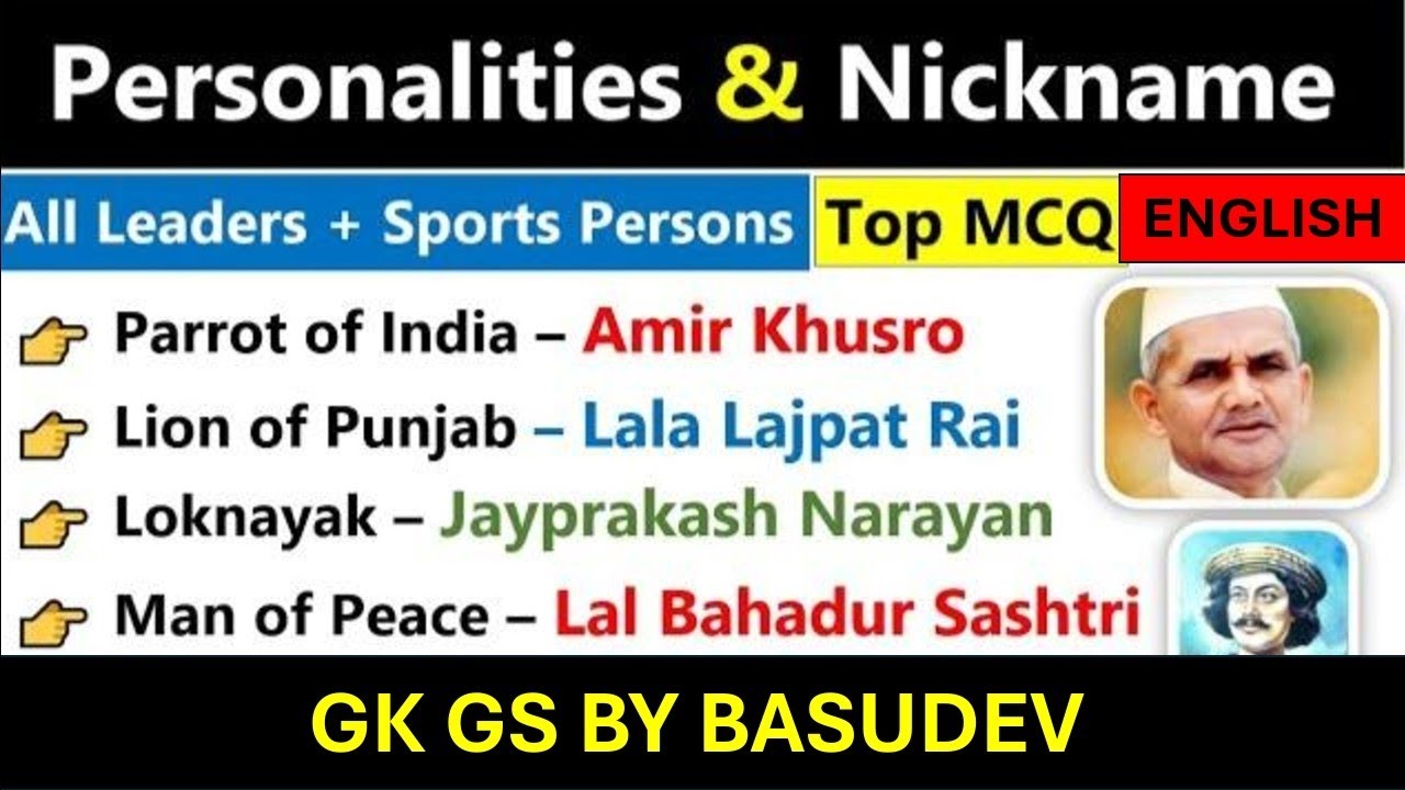 Nikname of Famous Personalities GK // General Knowledge //General ...