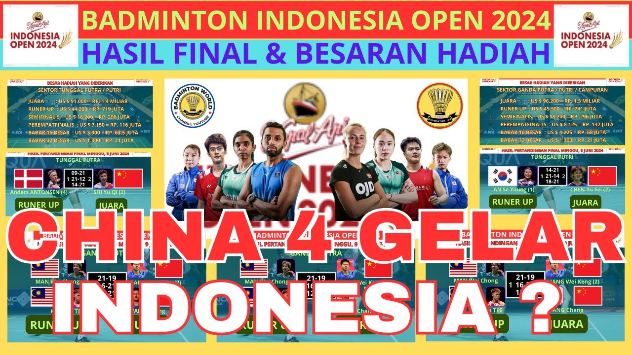 HASIL FINAL, DAFTAR JUARA & BESAR HADIAH KEJUARAAN BADMINTON INDONESIA ...
