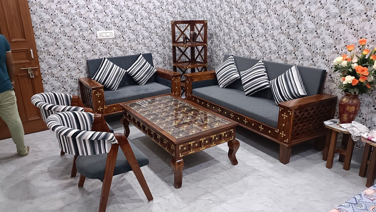 Sofa Design for living room Drawing room sheesham ki lakdi sagaun wood ...