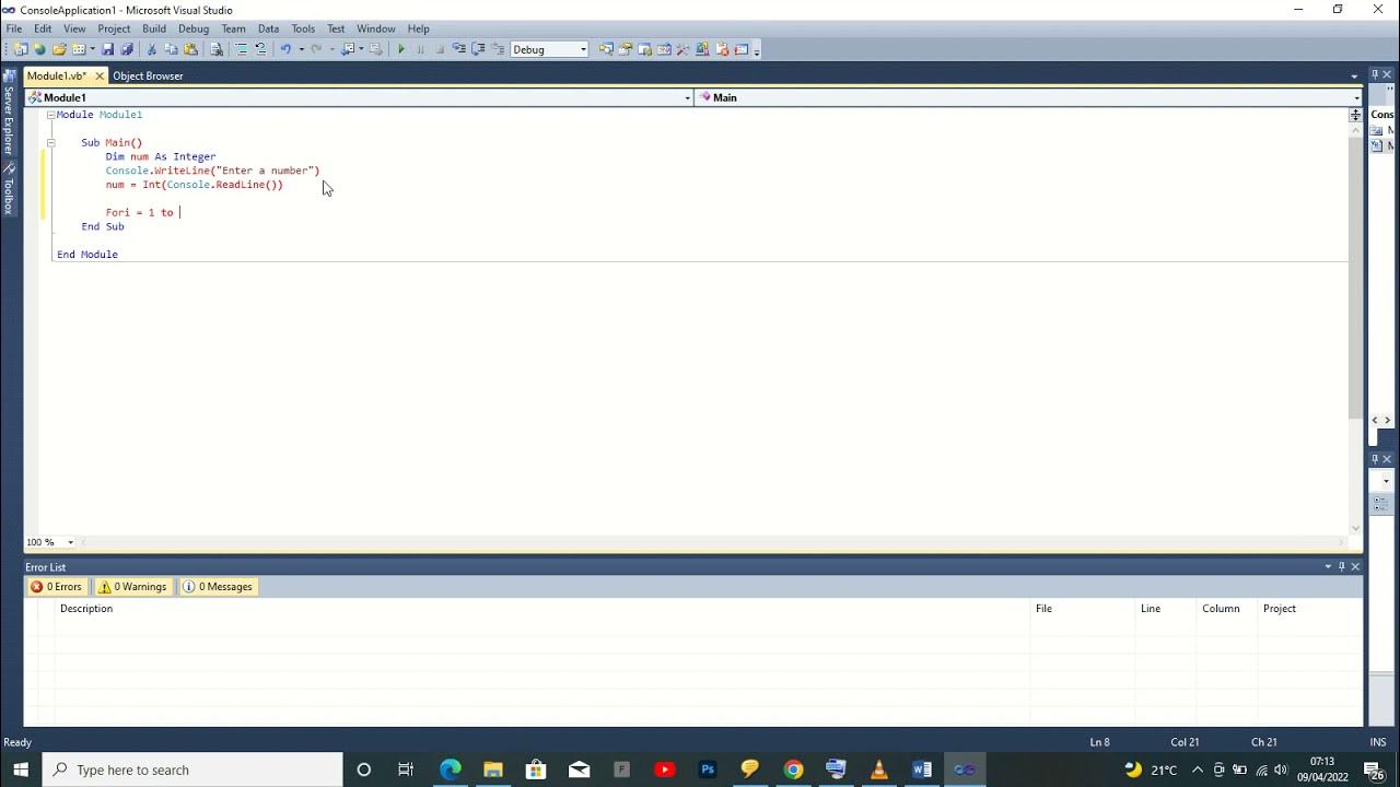 multiplication table in VB - YouTube