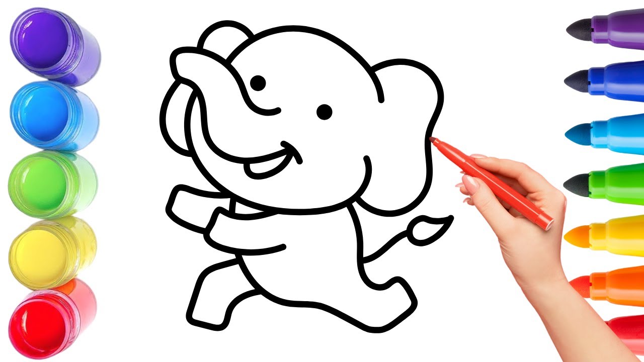 How To Draw cute elephant Drawing, Painting & Coloring For Kids and ...