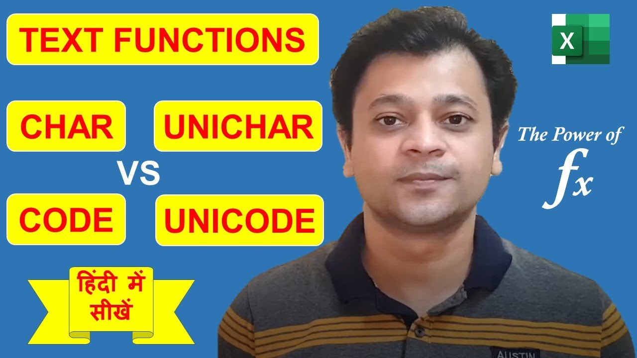 Text Functions | CHAR, UNICHAR, CODE and UNICODE Functions In Excel ...