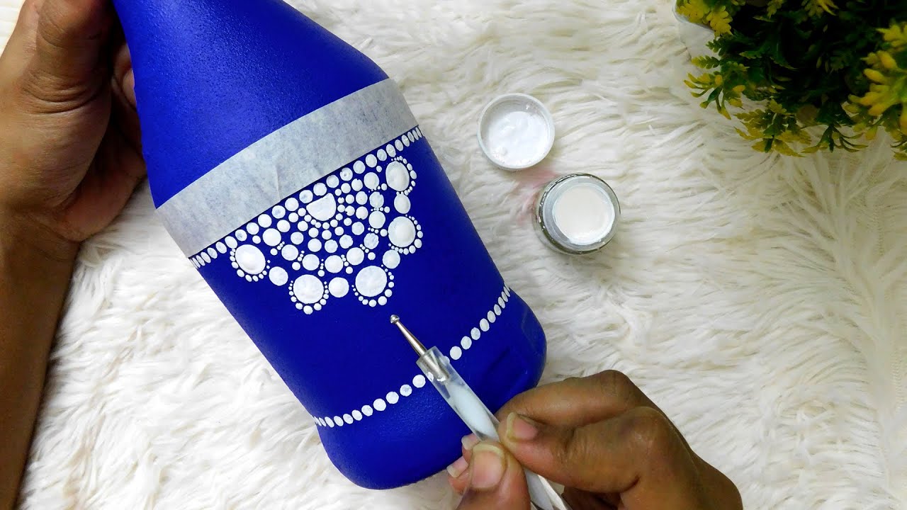 MANDALA BOTTLE ART | EASY BOTTLE ART | MANDALA ART ON BOTTLE | DIY ...
