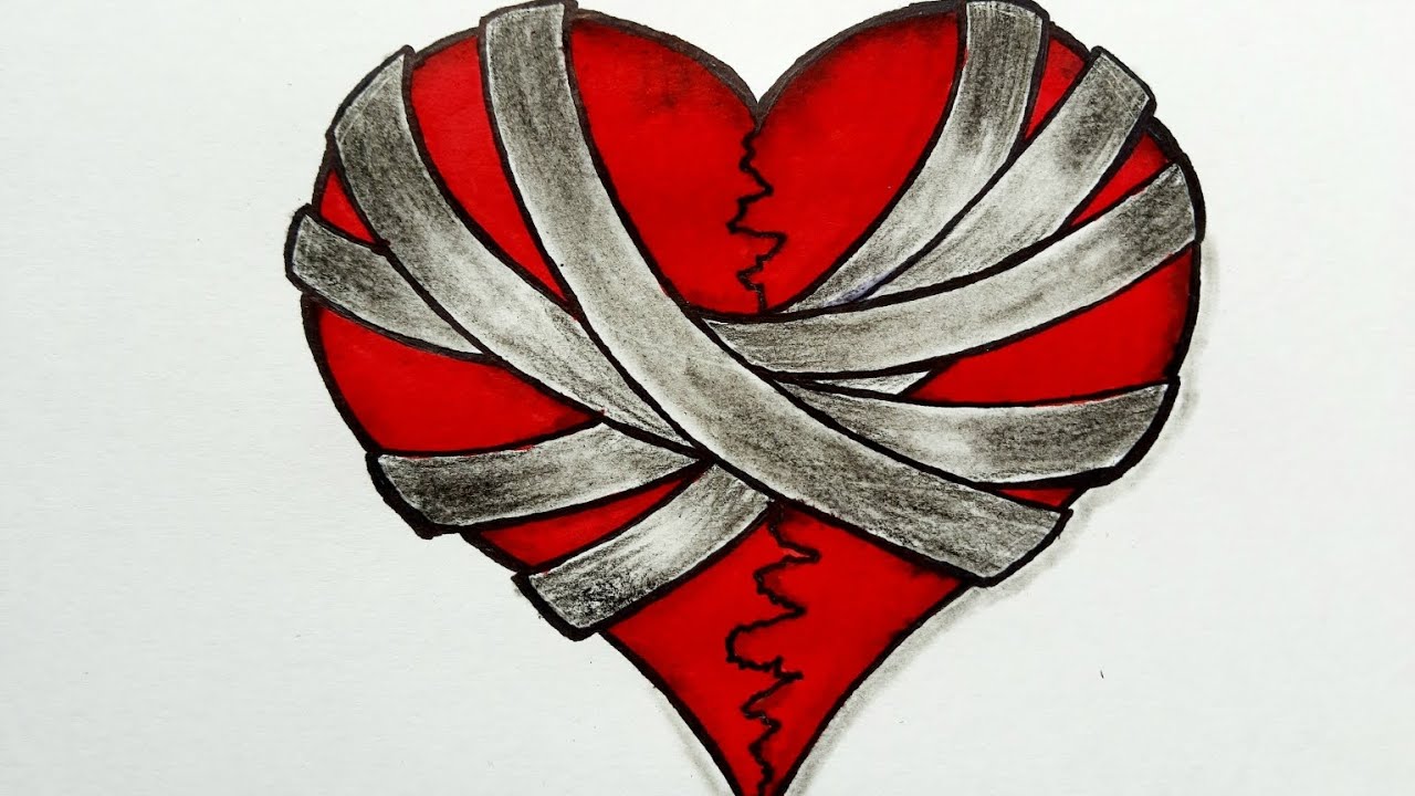 How to draw Broken Red heart step by step for beginners ||Sasta Artist ...