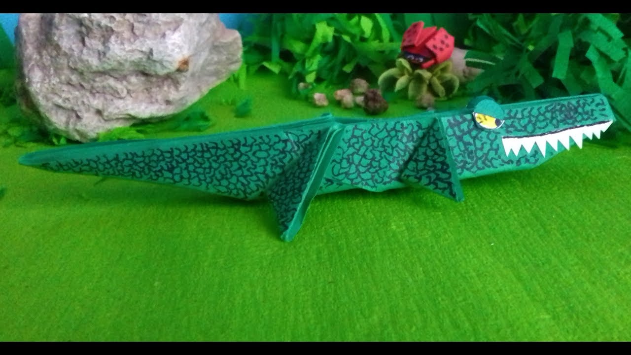 ORIGAMI COCCODRILLO (CROCODILE) LAVORETTI CON LA CARTA - TUTORIAL - YouTube