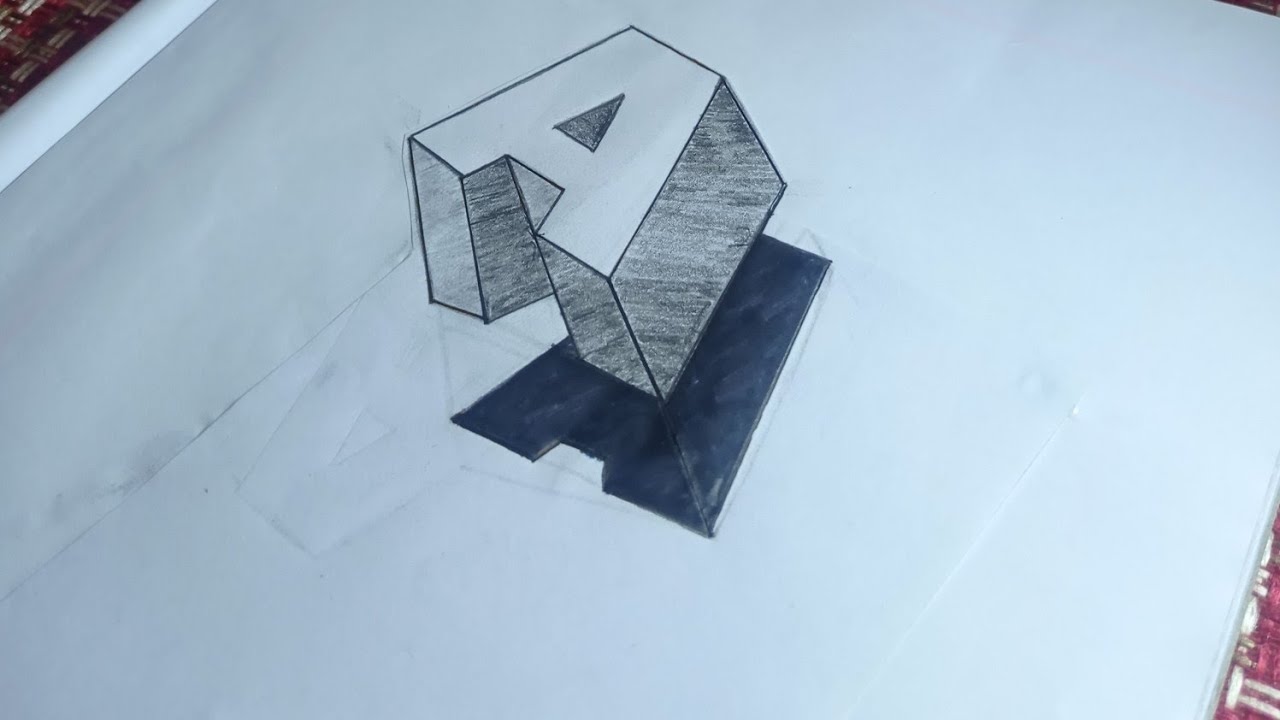 How to draw 3D floating letter "A"/3D art/3D letter drawing - YouTube