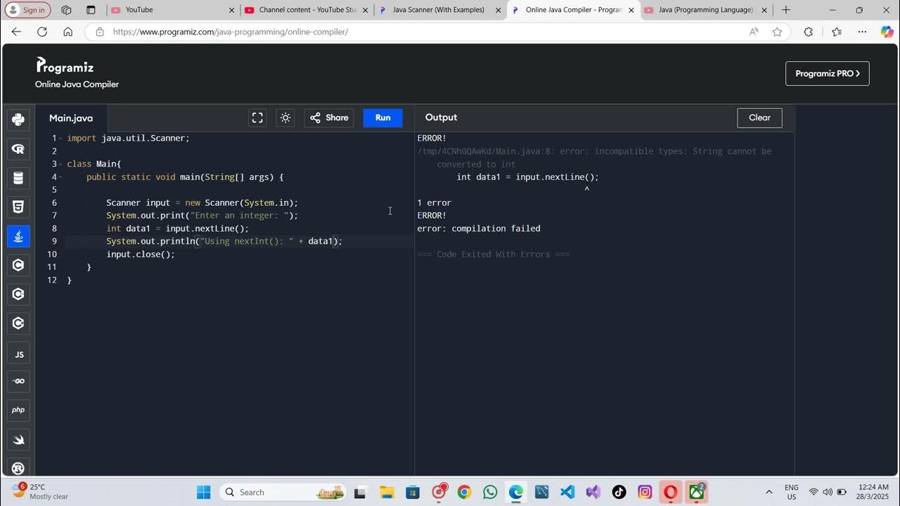 Java (Programming Language) Project 85: 'Java Scanner nextInt()' Created by Trishanth Kumar ...