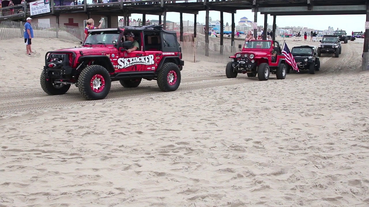 Ocean City Jeep Week 2019 beach crawl Saturday 8-24-19 - YouTube