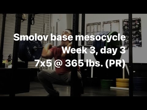 Front squat Smolov base mesocycle day 11 (7x5 @ 365 lbs. PR) - YouTube