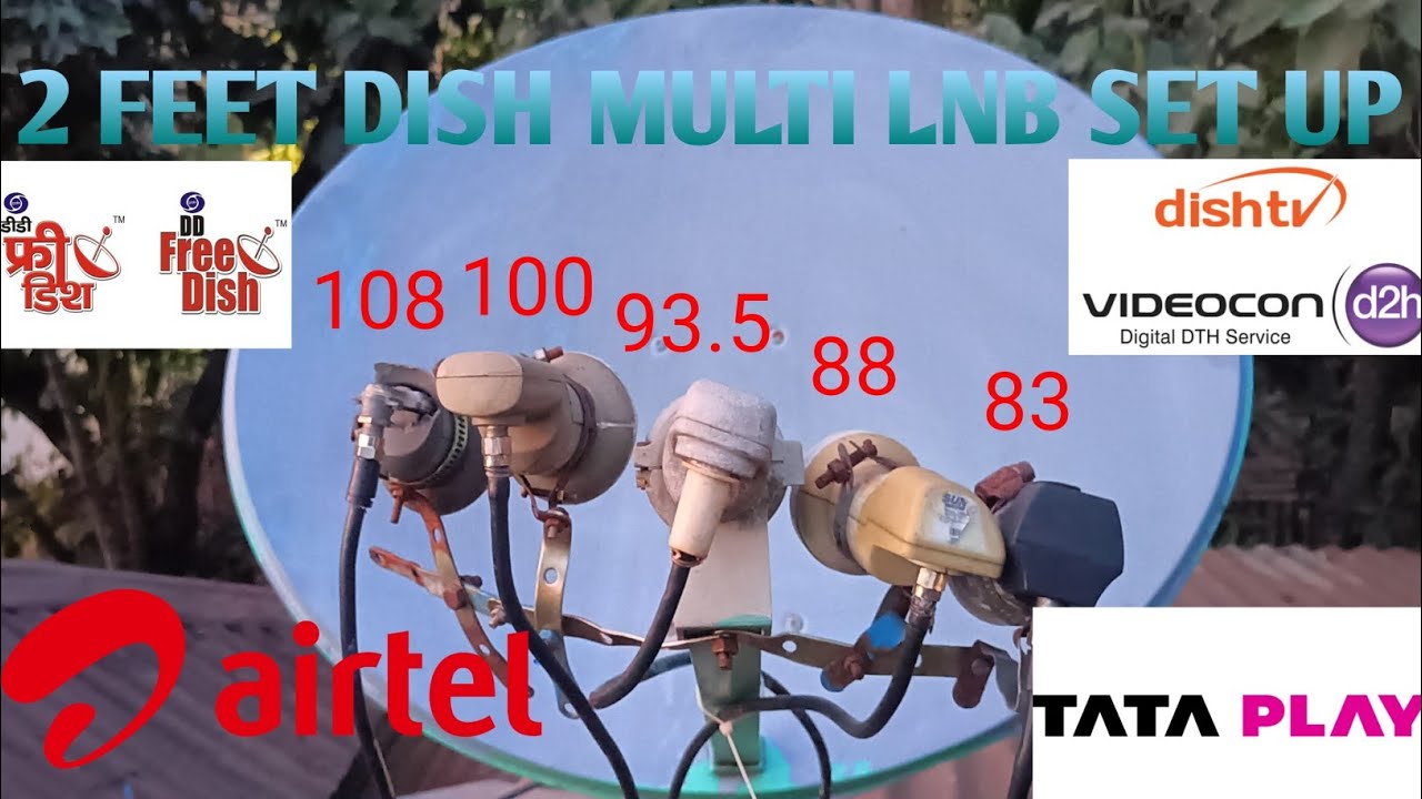 DD free dish ke sath ku band multi lnb setup||2 feet dish antena || 83 ...
