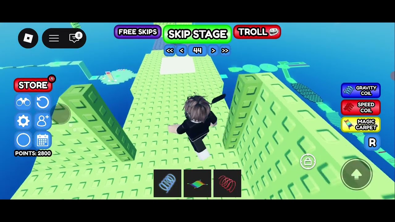 I'm playing an obby with my new avatar for the first time on this ...