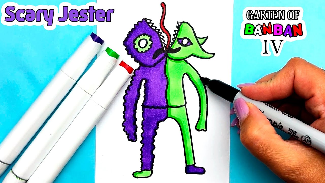 How to draw Scary Jester from Garten Of banban Chapter 4 - YouTube