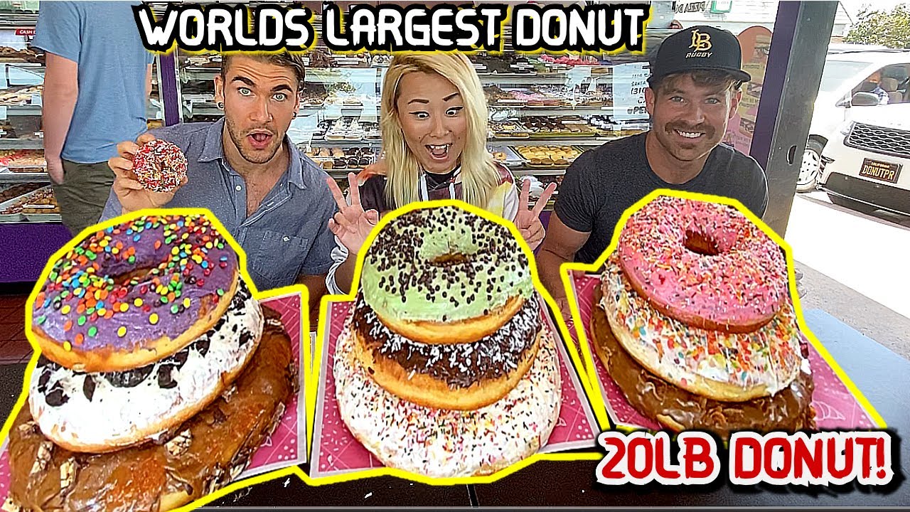 EATING THE WORLDS LARGEST DONUT!!! 20LBS!!! #RainaisCrazy ft. Joel ...