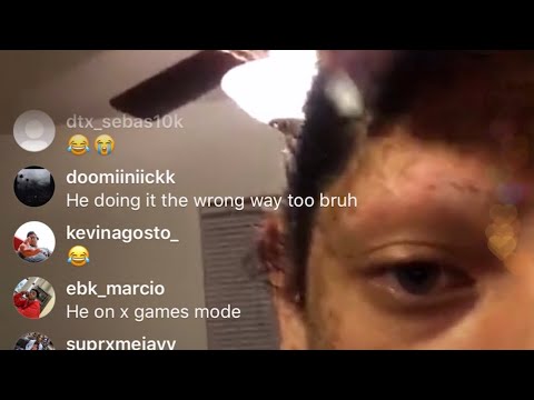 PrettyBoyFredo instagram live kid shaves his hair and eyebrows off!