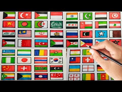 64 Countries flag drawing#flag - YouTube