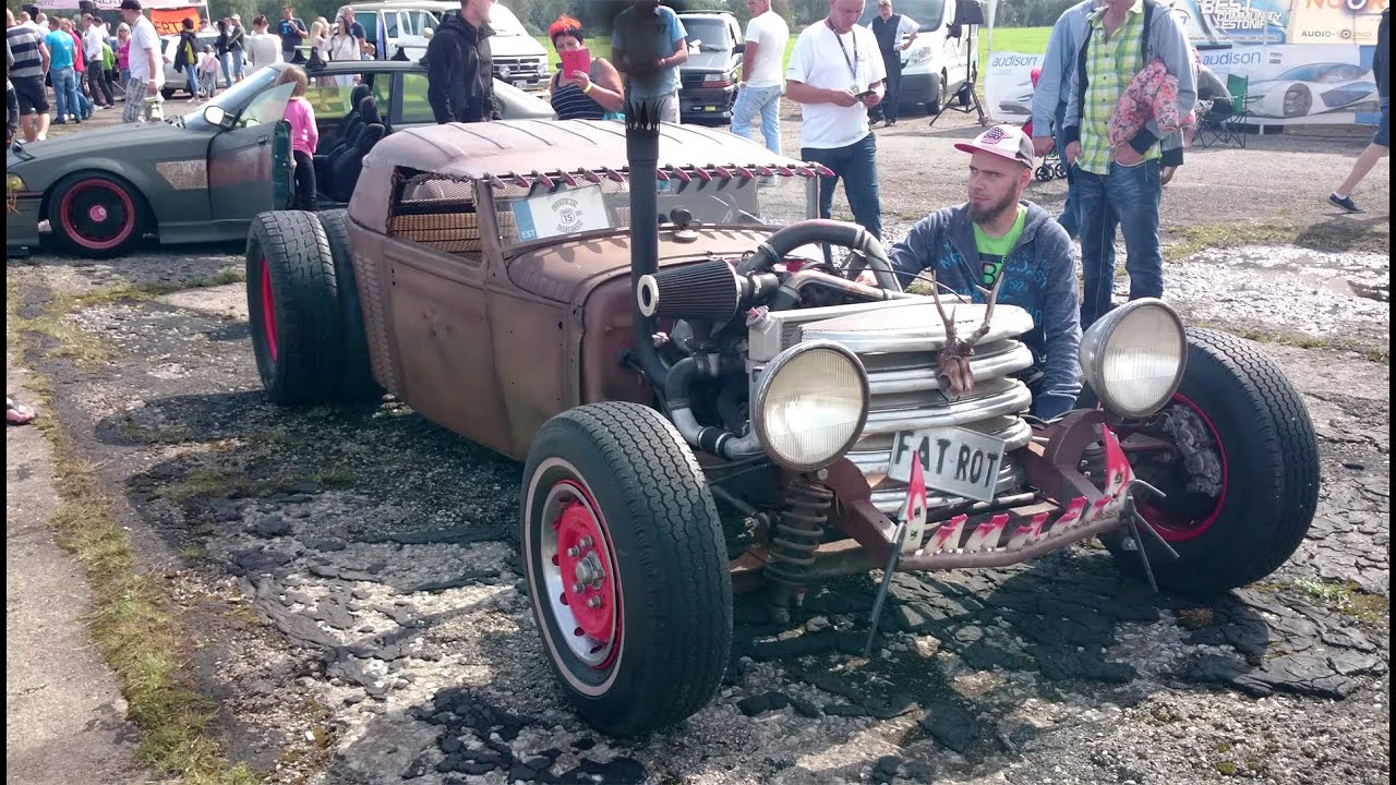 Rat Rod 1960 Turbo Diesel 'FAT ROT' revving @ Speedest 2016 - YouTube