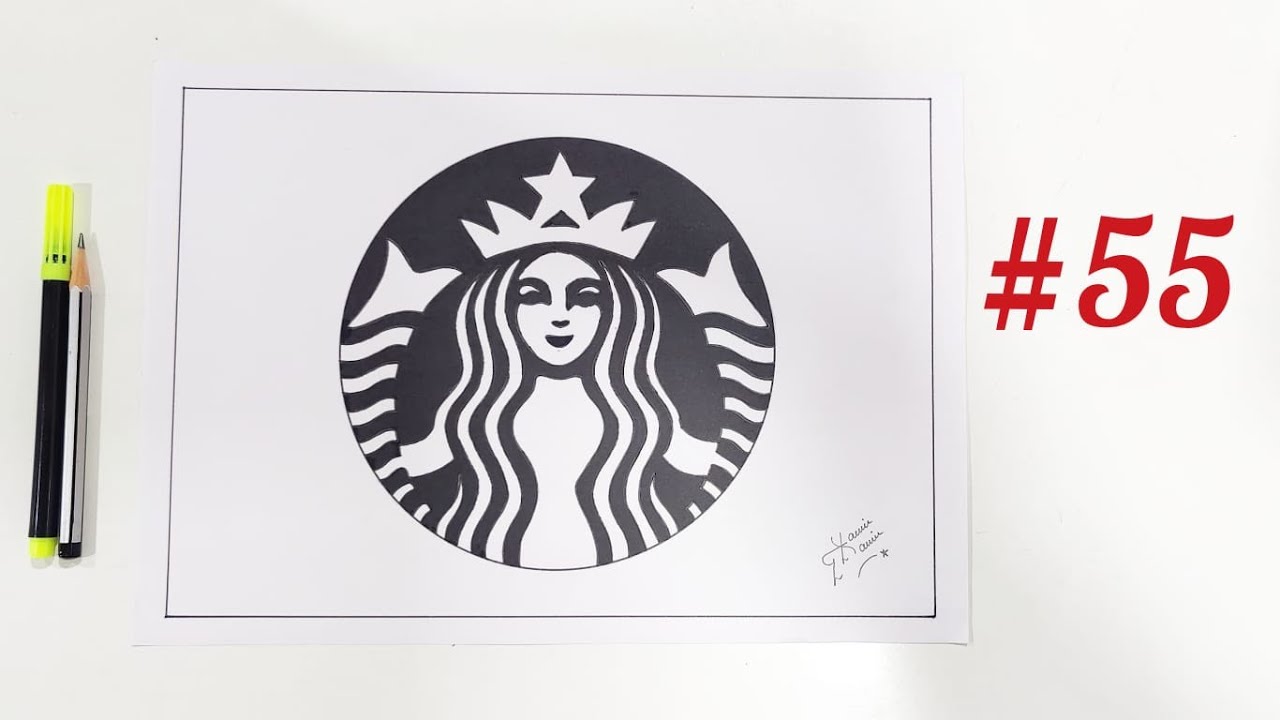 How to Draw The Starbucks Logo | Shaikh Arts | #55 | #drawing #sketch # ...