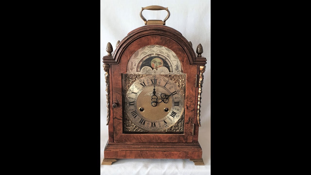 Beautiful Antique Dutch English Mantel Clock With Moonphase And Bell ...