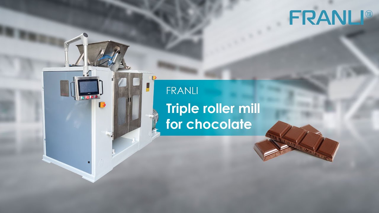 Triple roller mill for chocolate - YouTube