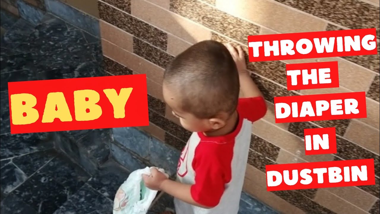 Cute Baby Throwing The Diaper In Dustbin | Baby Playing ...
