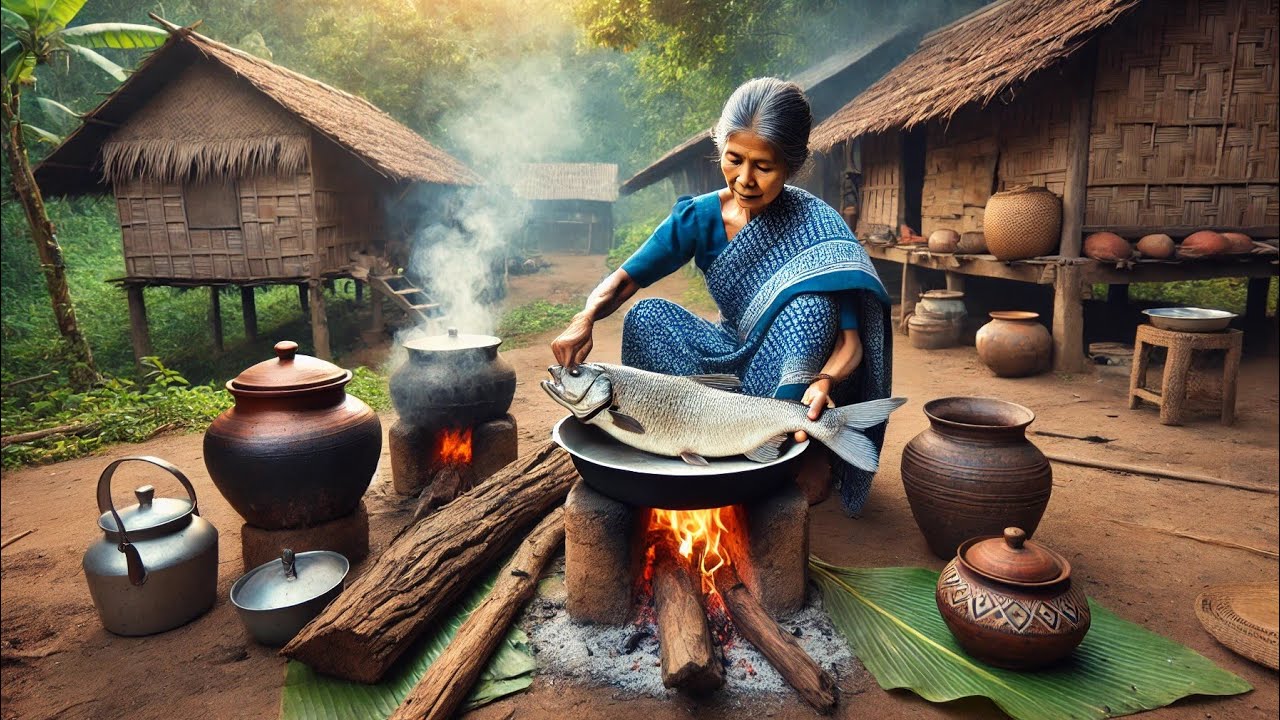 Chital Fish Cooking in desi chula | Village Style chital Fish curry ...