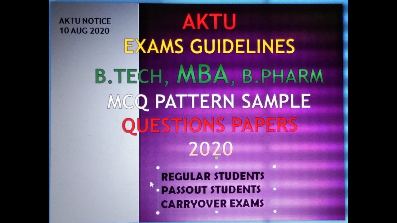 AKTU EXAMS GUIDELINE | MCQ PATTERN SAMPLE QUESTION PAPERS OF B.TECH ...
