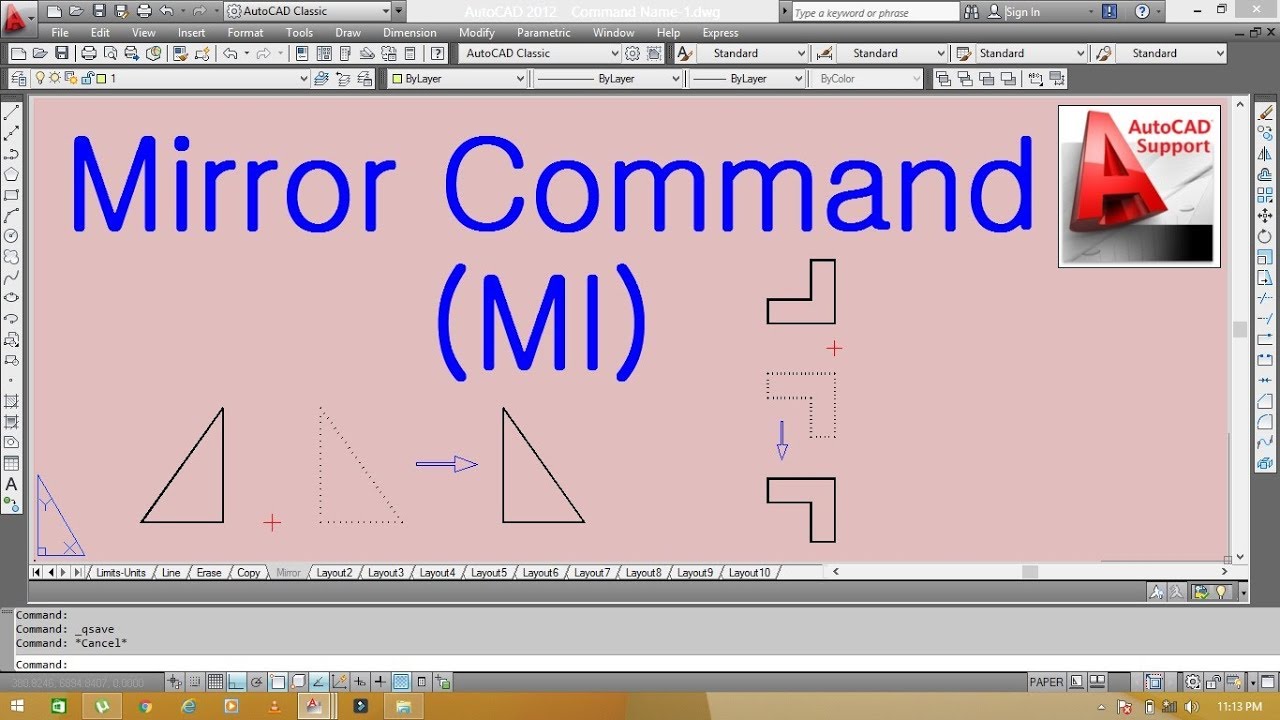 MIRROR Command In AutoCad II Hindi Urdu Tutorial YouTube MIRROR Command In AutoCad II Hindi Urdu Tutorial YouTube