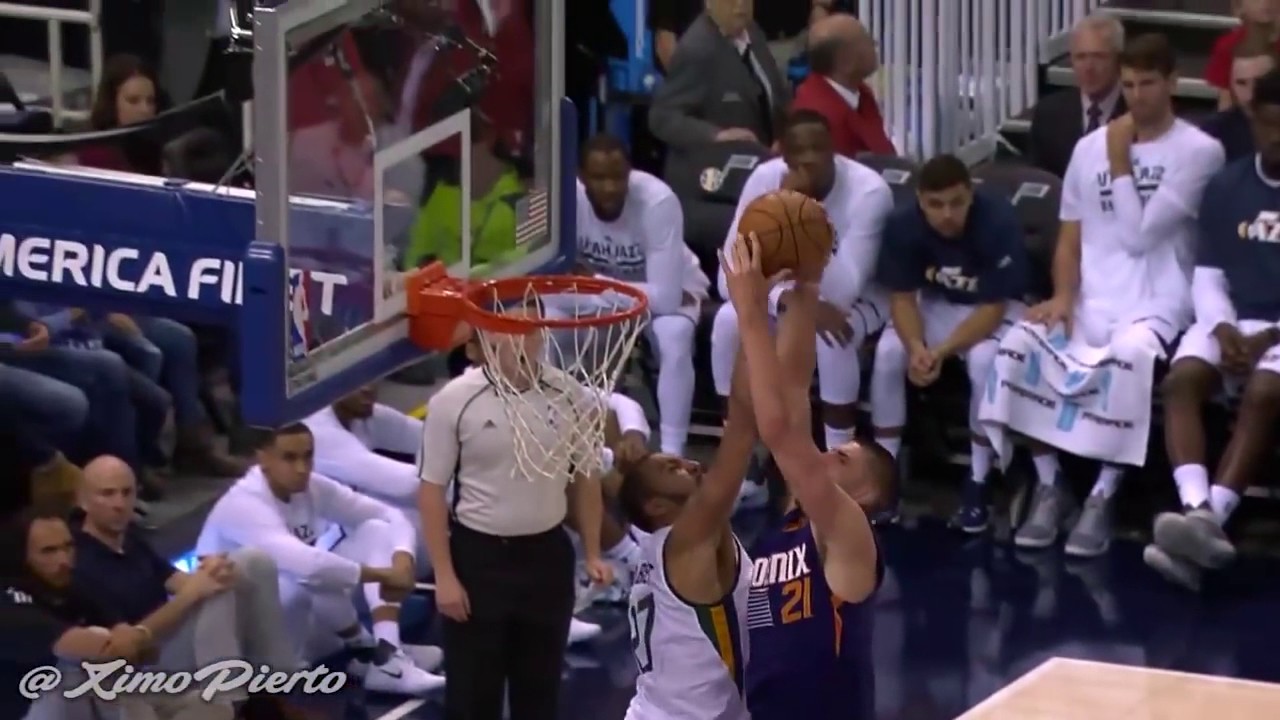 Rudy Gobert Rejects Alex Len's Dunk Attempt Suns vs Jazz Oct 12, 2016 ...