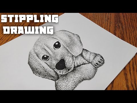 Stippling Drawing #61 - How to Draw a Cute Puppy Using Dots| Dog Pencil ...