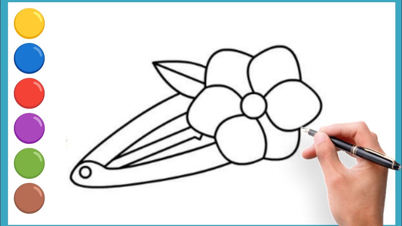Hair clip drawing for kids / easy drawing and colouring page / kids ...