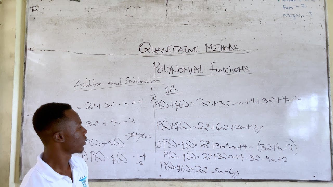 QUANTITATIVE METHODS - POLYNOMIAL FUNCTIONS (Addition, subtraction ...