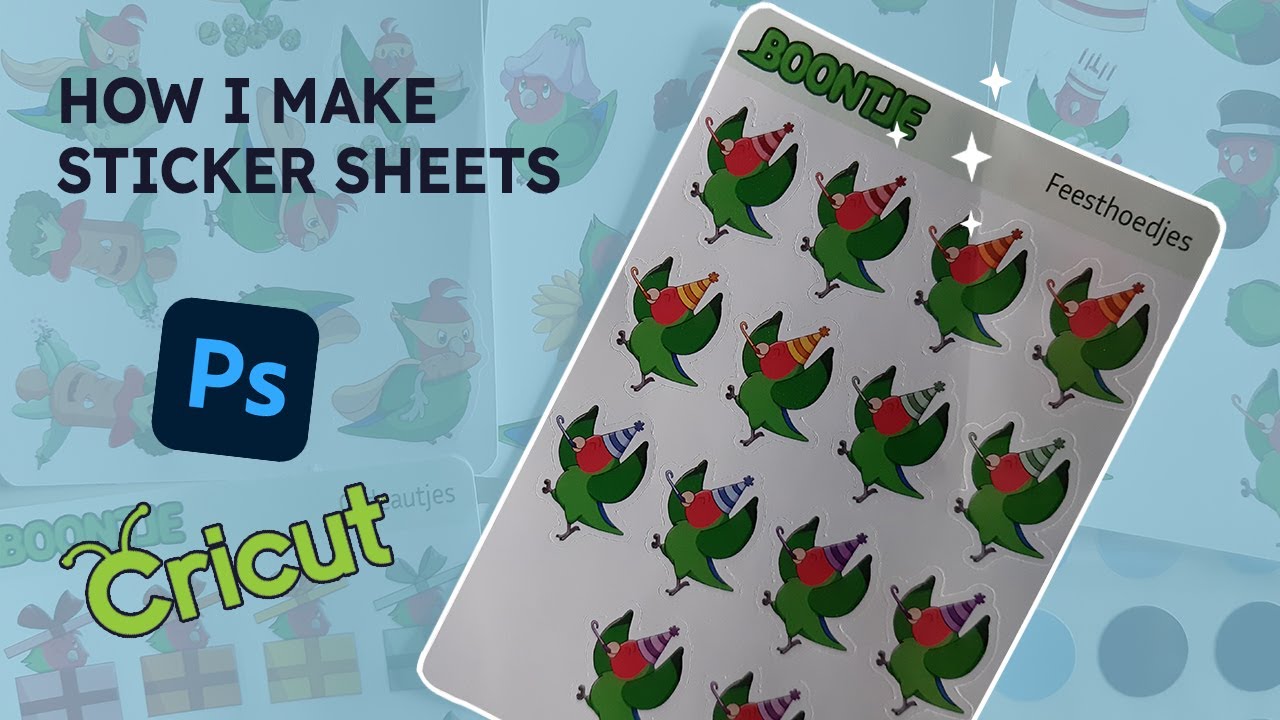How I make sticker sheets with Photoshop & Cricut Tutorial - YouTube