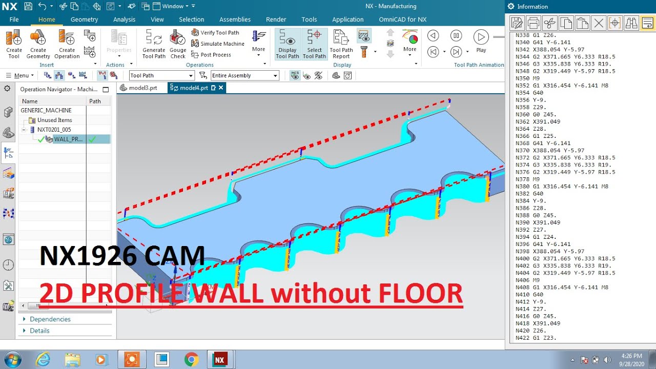 #NX 1926 #NX CAM #2D Profile Wall without Floor - YouTube