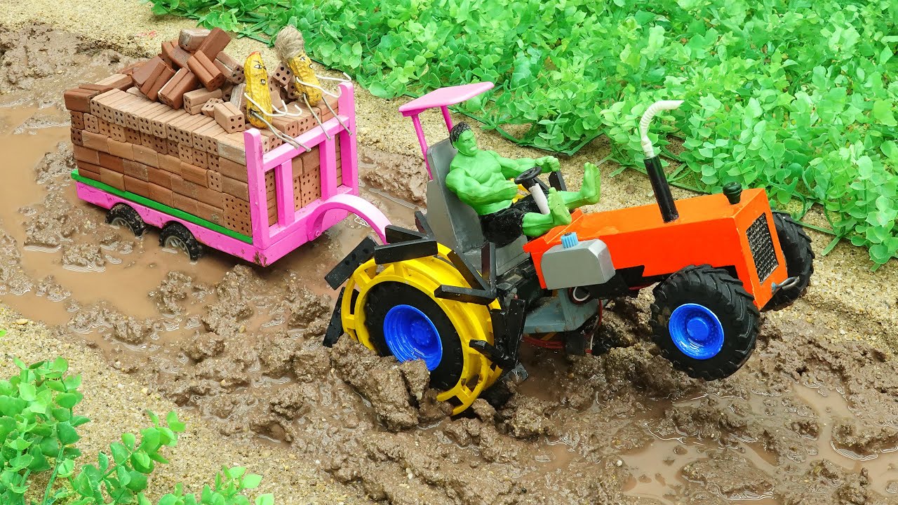 DIY tractor Truck With Trailer To carry bricks | How to shower the cows ...