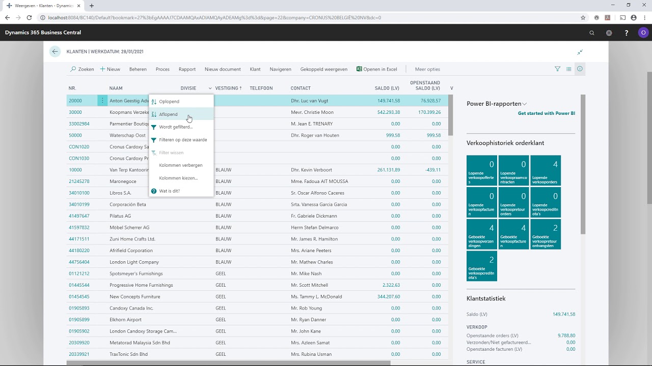 Kennismaking met Microsoft Dynamics 365 Business Central (Web Client ...