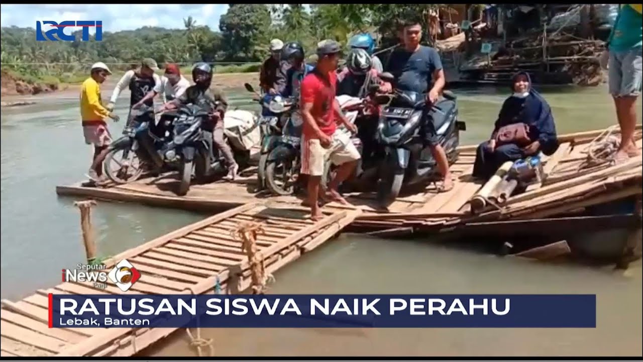 Jembatan di Lebak Putus, Ratusan Siswa Naik Rakit Bambu # ...