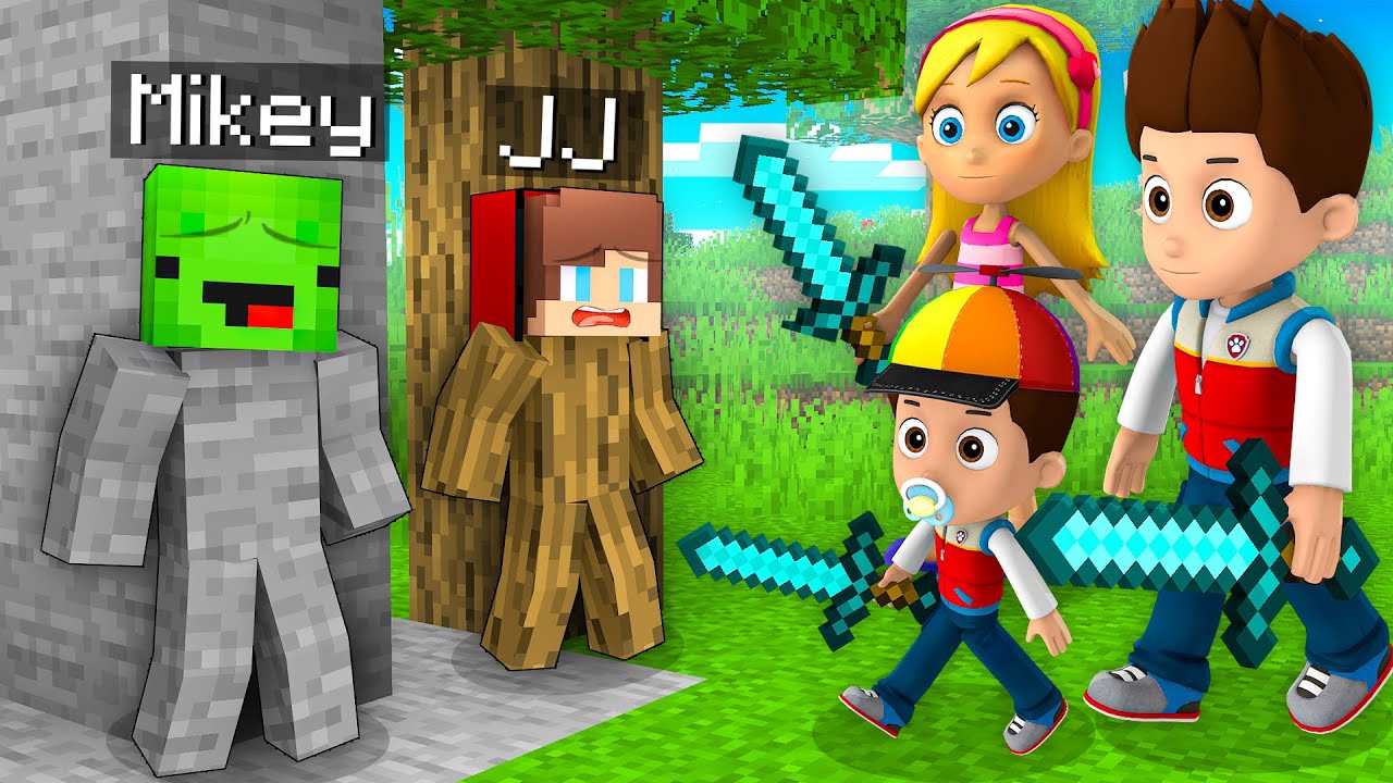Mikey and JJ Hide From RYDER FAMILY in Minecraft ! (Maizen) - YouTube