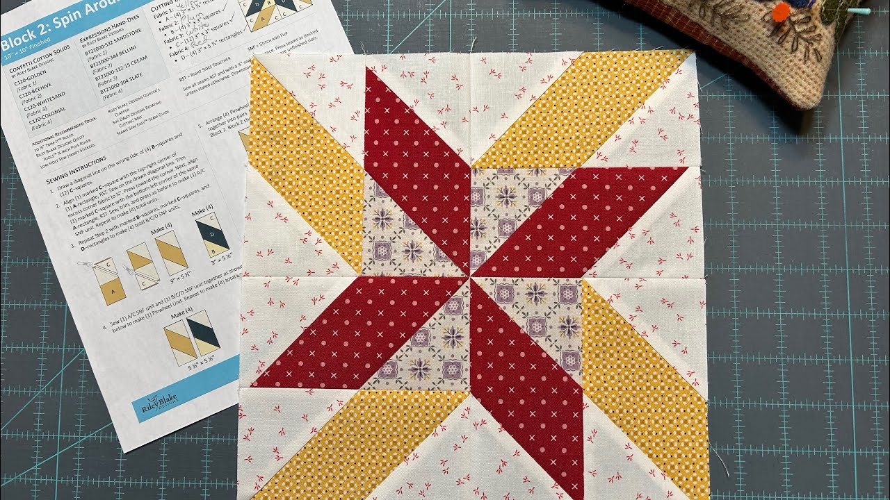 Block 2 of the Riley Blake Designs Challenge 2026 Spin Around designed ...