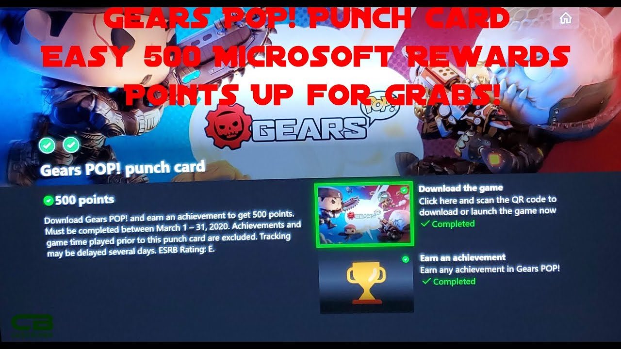 Gears POP! Microsoft Rewards Punch Card Overview - Easy 500 Rewards ...