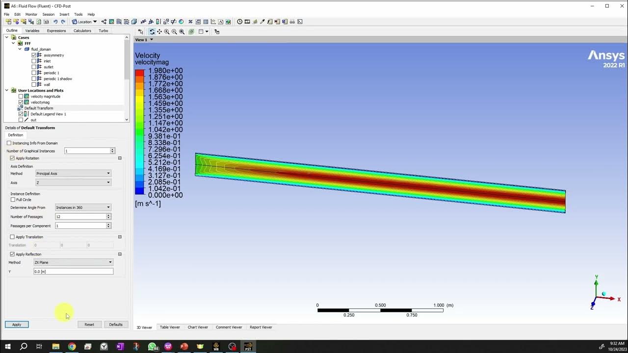 Simulation of laminar flow in a pipe using Ansys Fluent (Part 2/2 - post processing) - YouTube