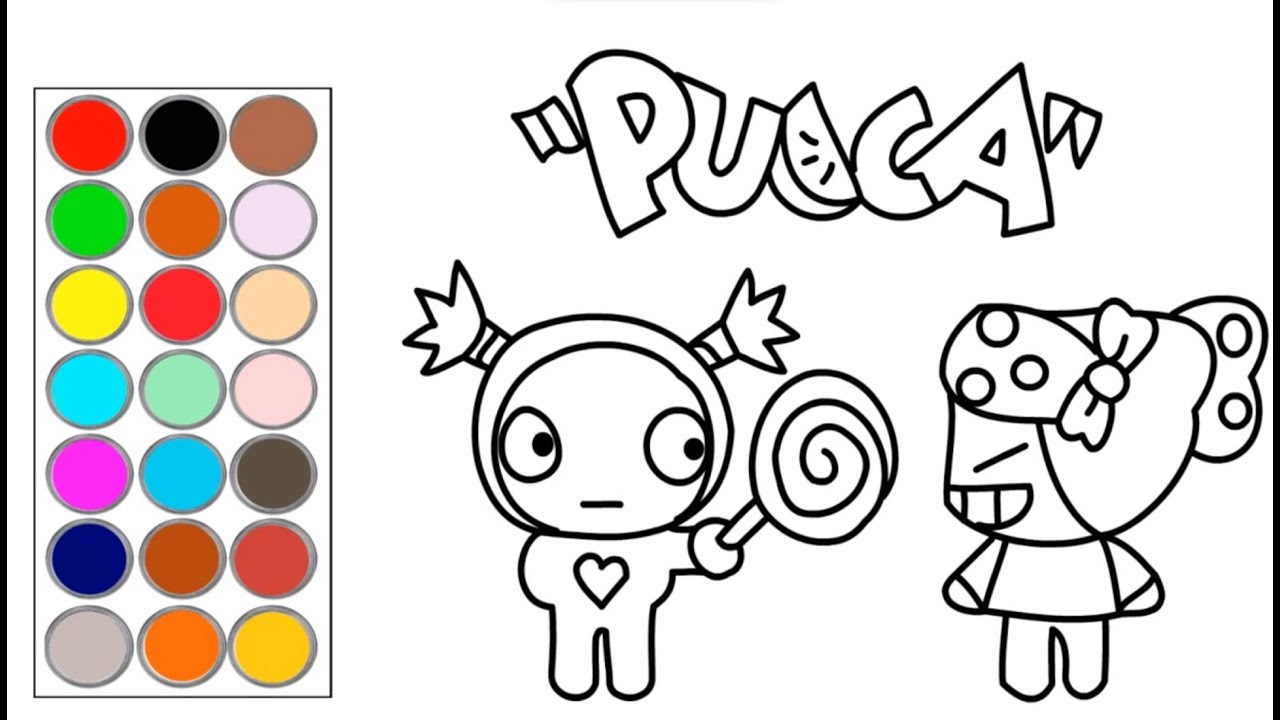 como dibujar y colorear a pucca y garu, dibujos para niños - YouTube