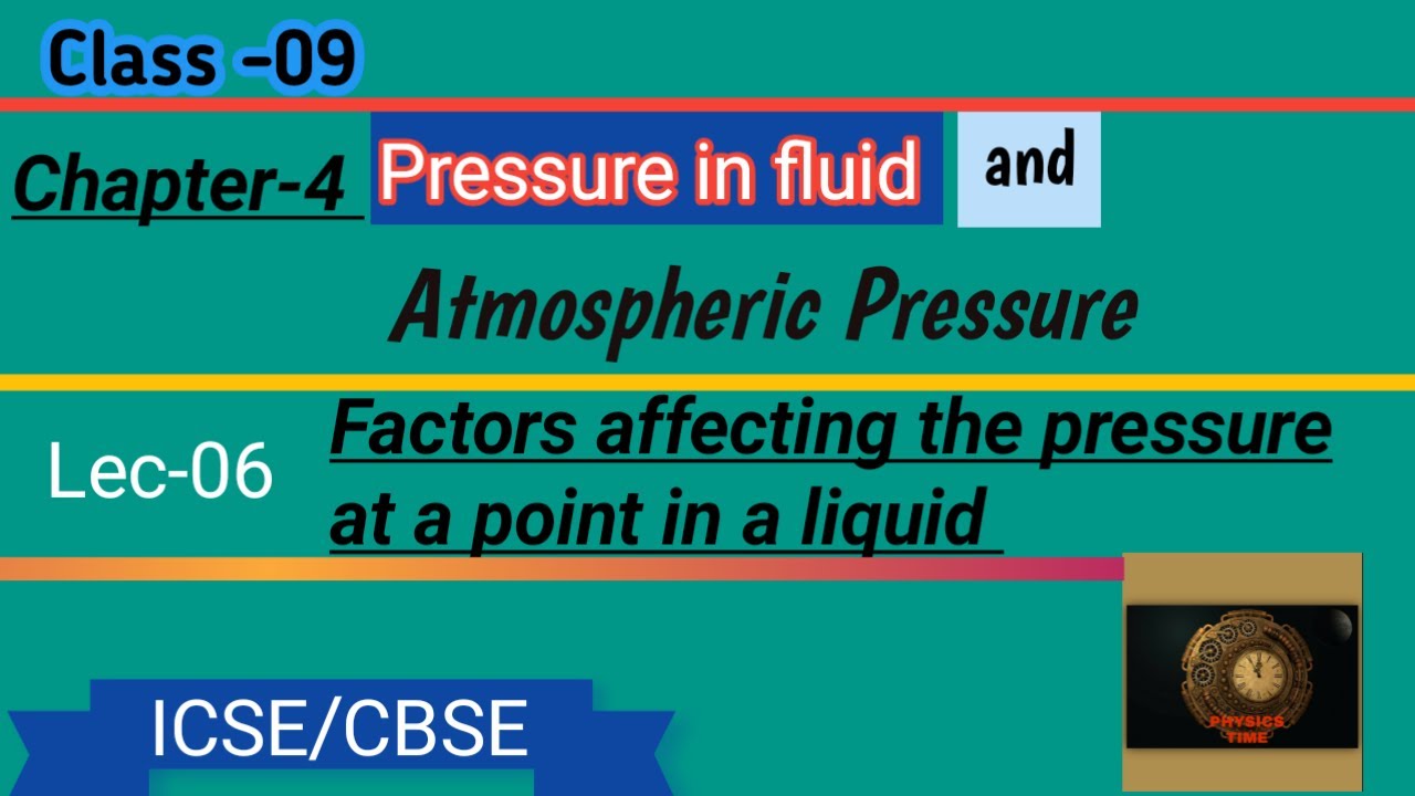 Lec-06 factors affecting the pressure at a point in a liquid - YouTube