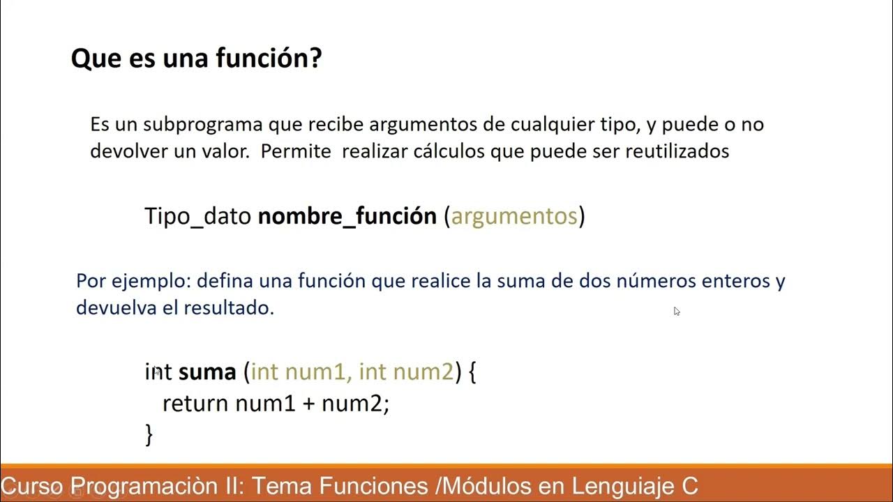 Tema: Funciones en Lenguaje C- Curso Programación II - YouTube