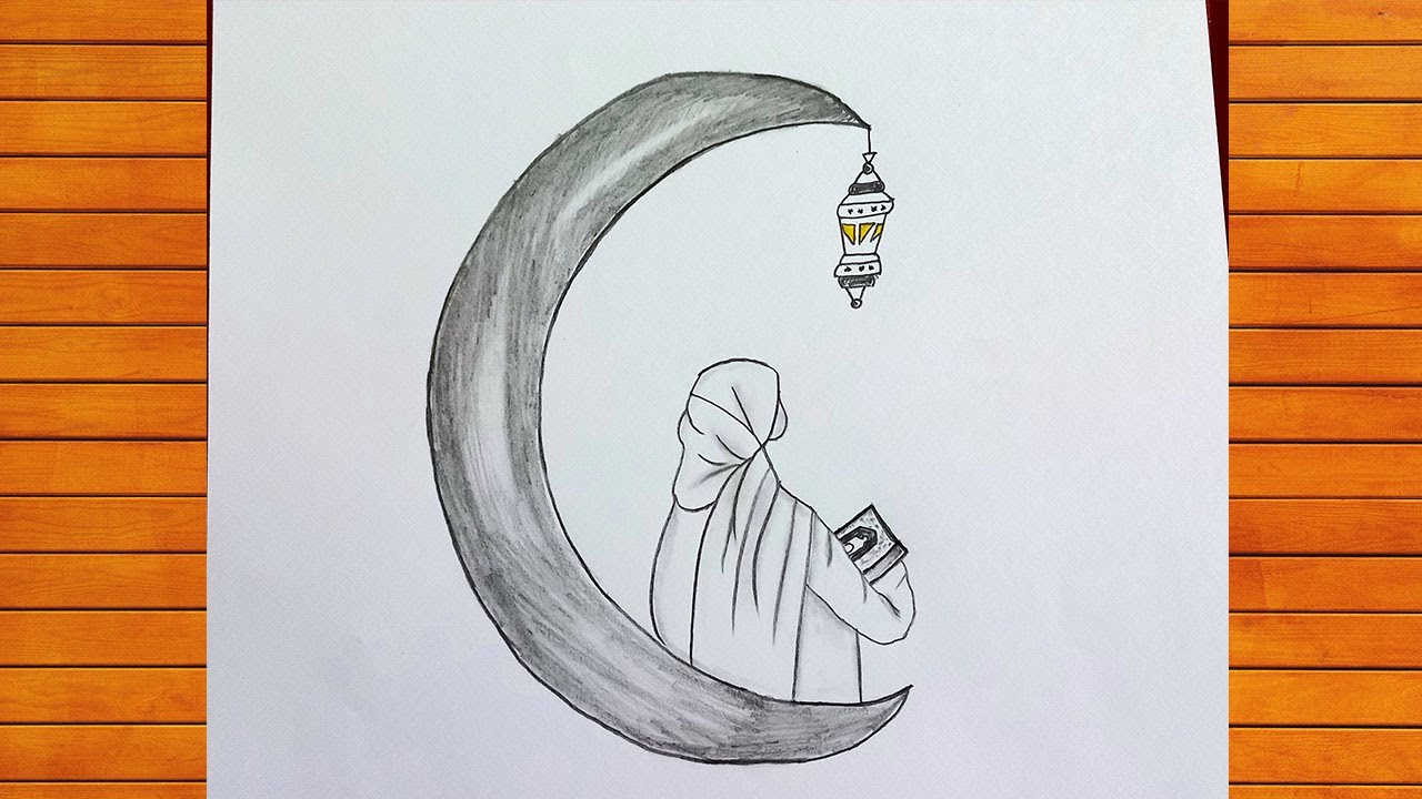 How to draw Muslim girl with Quran |Ramadan drawing | Islamic drawing ...
