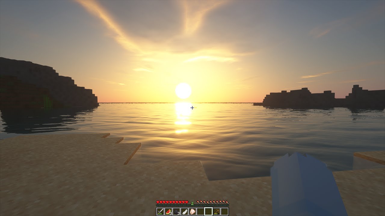 20 minutes of Relaxing on the Beach in Minecraft (sunset) - YouTube