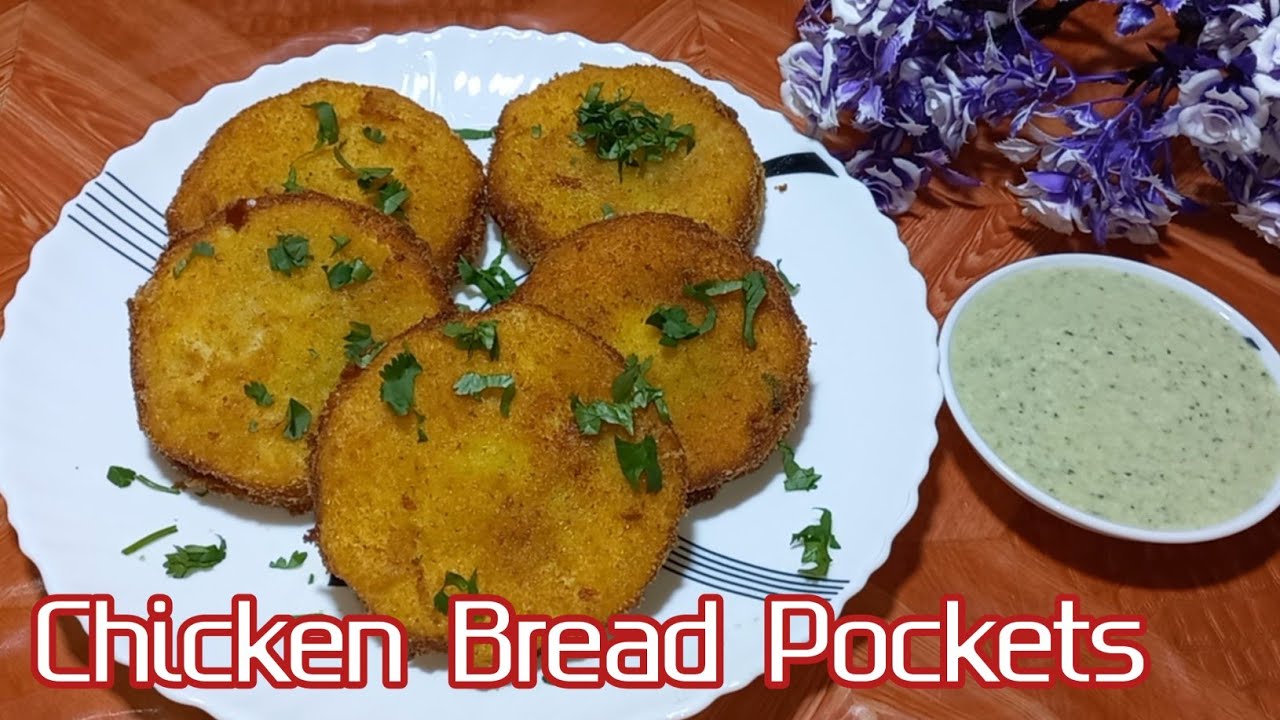 Chicken Bread Pockets Recipe | Crispy Chicken Bread Snacks Recipe ...