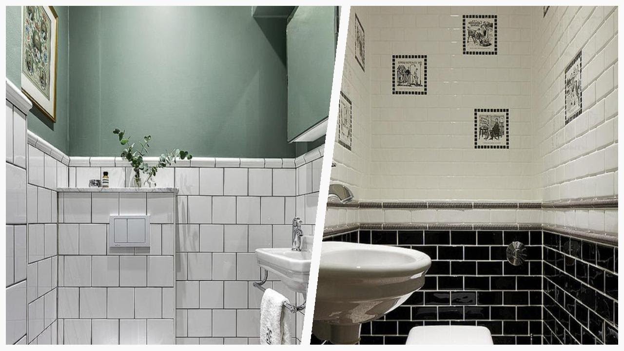75 Traditional Black And White Tile Powder Room Design Ideas You'll ...