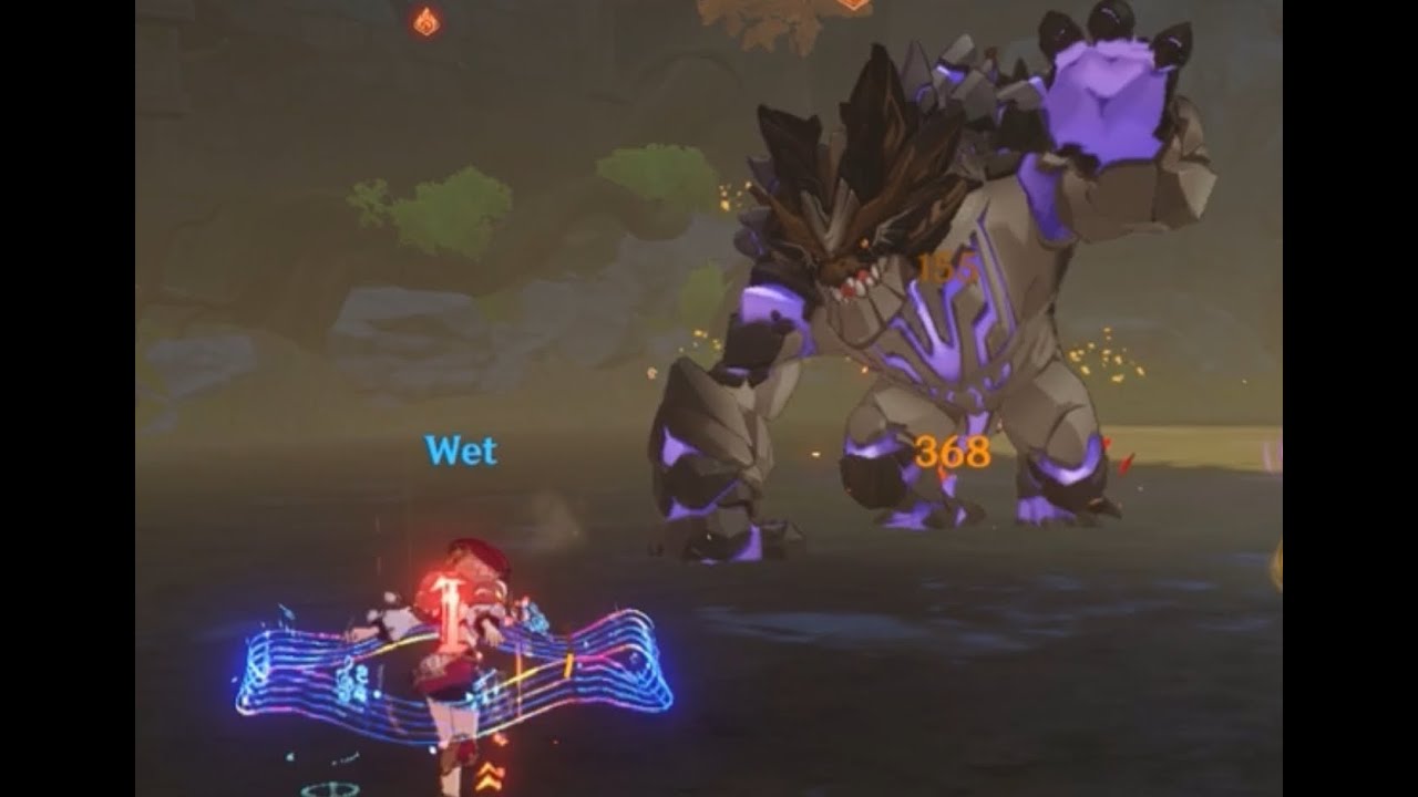 Fighting the big lizard boss in genshin impact - YouTube