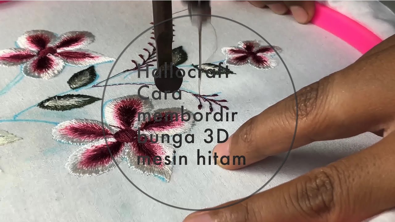 How to Short and long satin stitch 3D flower sewing machine embroidery ...